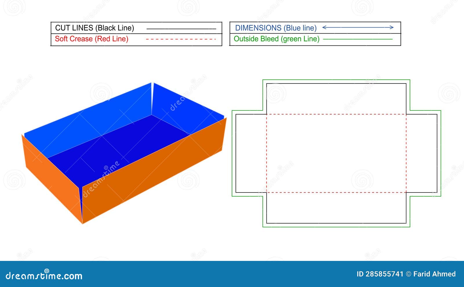 Corrugated Simple Folding Box, Die Line Template Stock Vector ...