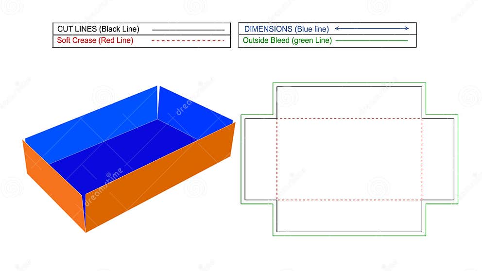 Corrugated Simple Folding Box, Die Line Template and 3D Render Editable ...