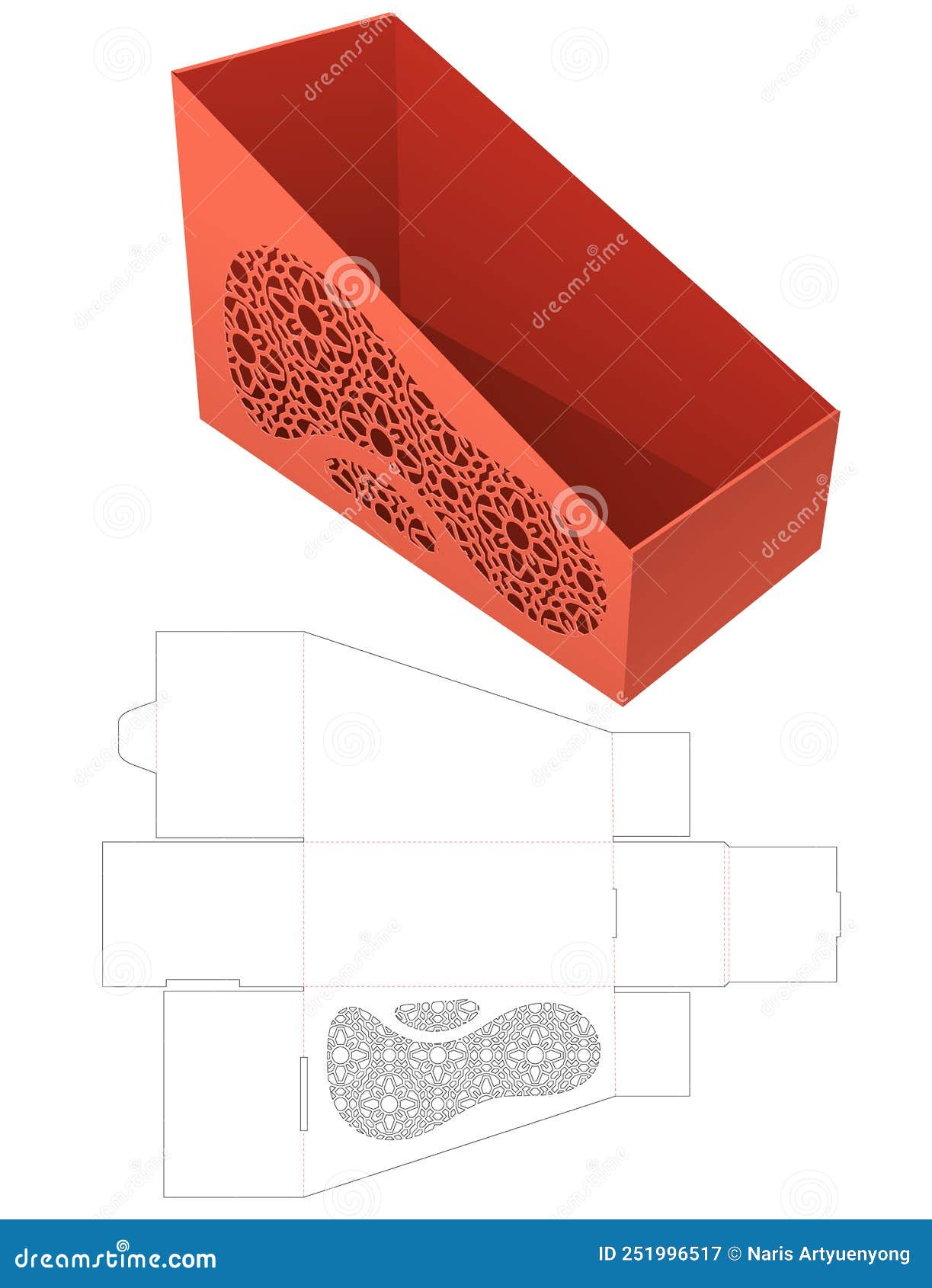 Cardboard Slope Flip Box Die Cut Template Vector Illustration ...