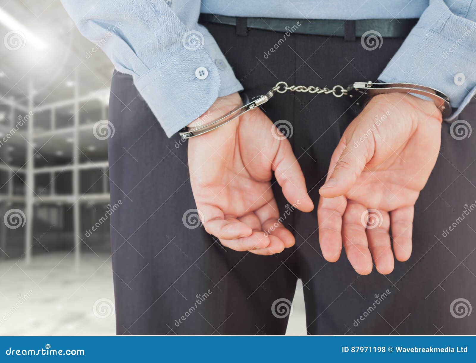 Corrupt Businessman in Handcuffs Standing Against Built Structure Stock ...