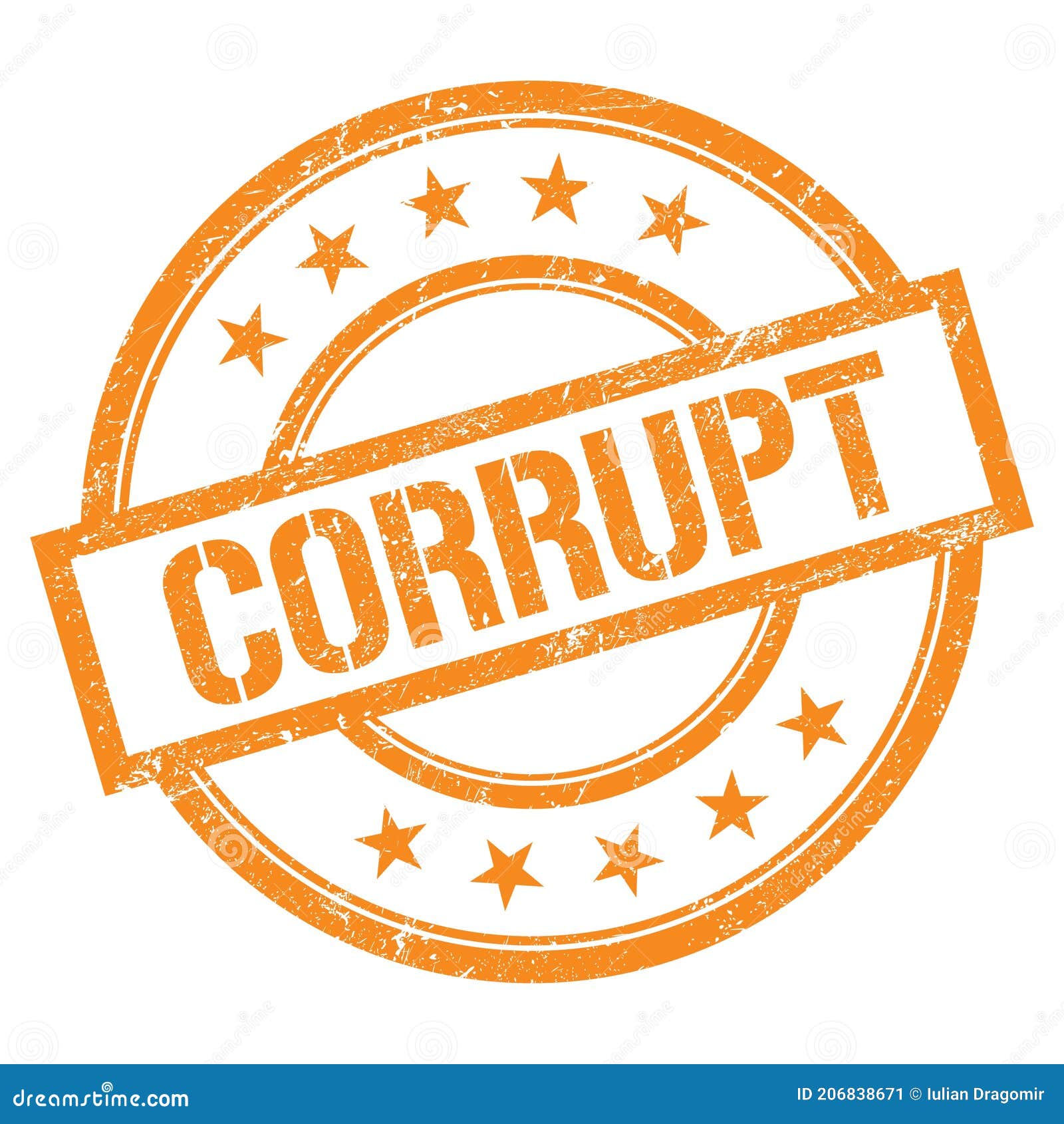 CORRUPT Text Written on Orange Vintage Stamp Stock Illustration ...