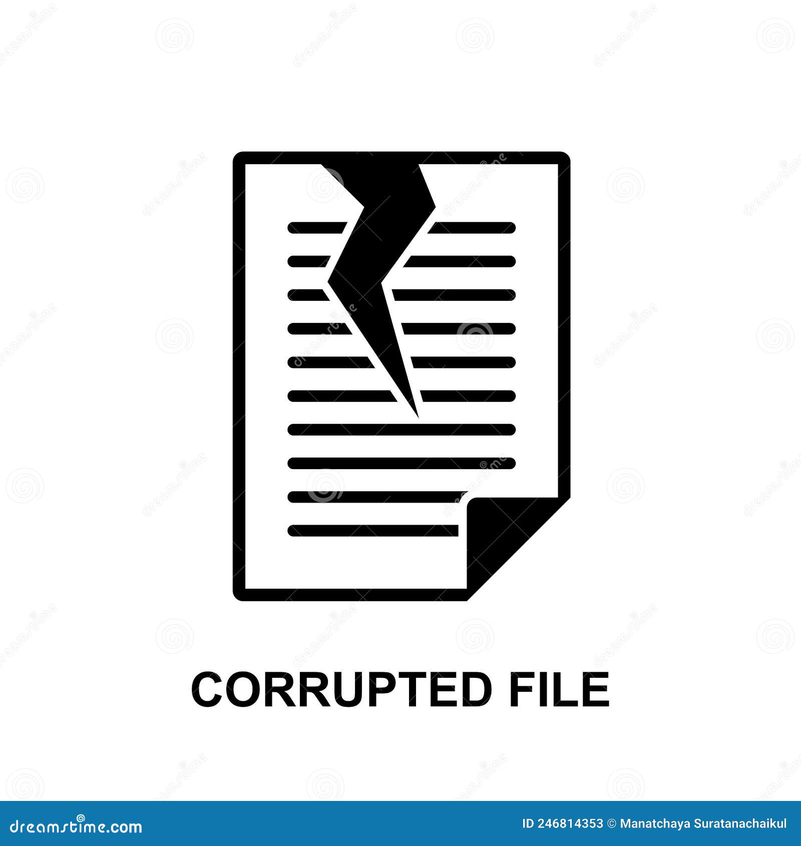 Corrupted File Icon Isolated on White Background Stock Illustration ...