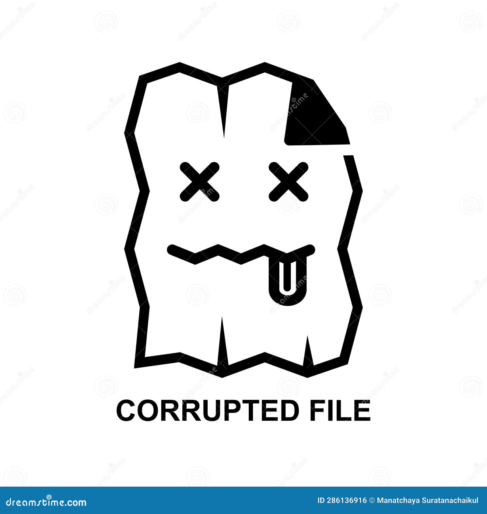 Corrupted File Icon Isolated on White Background Stock Vector ...