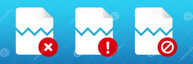 Corrupted File Icon Report. Failed Document with Error Stock Vector ...