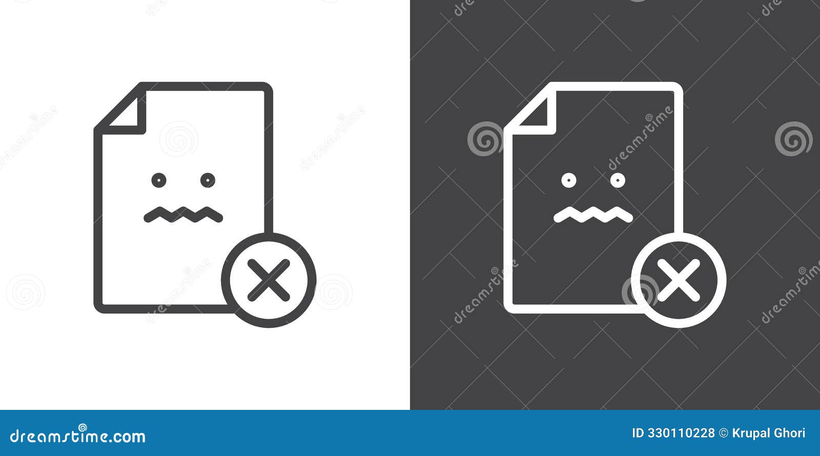 Corrupted File Icon Flat Vector Set Outline Stock Illustration ...