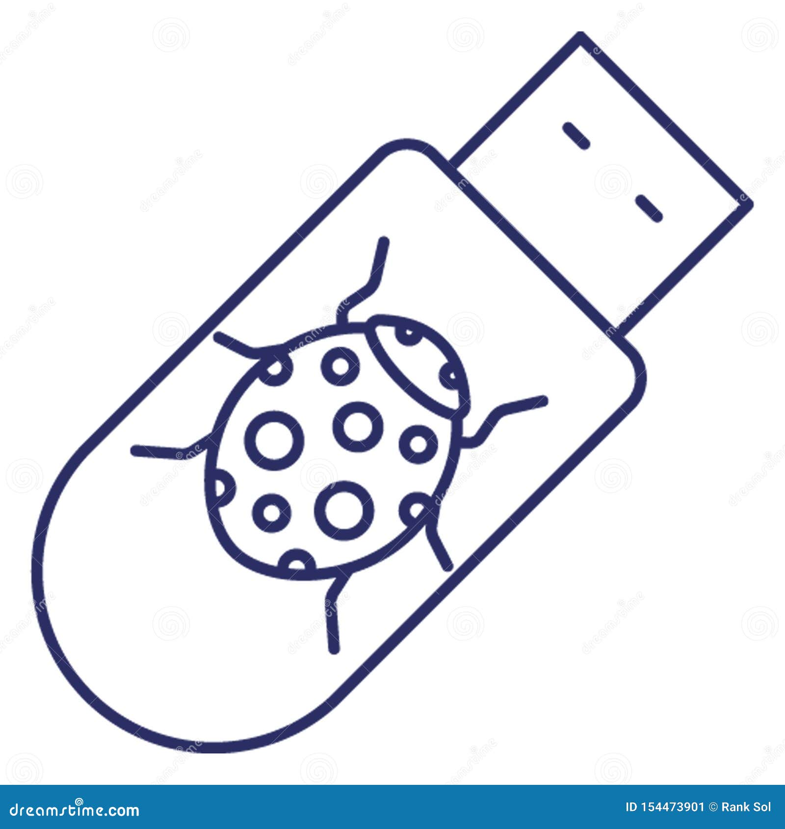 Corrupted Stick, Infected Flash Drive Vector Icon Which Can Easily ...