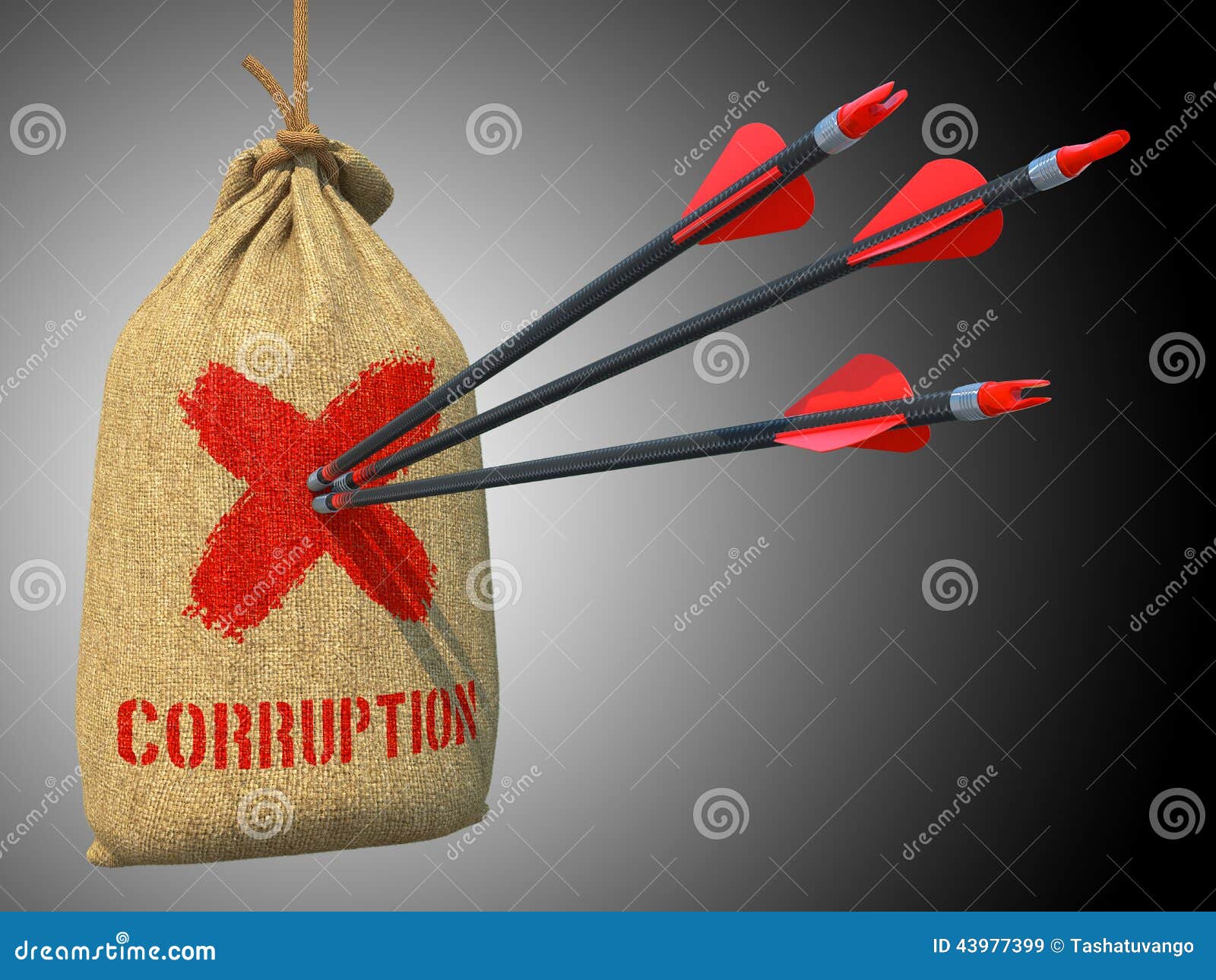 Corruption - Arrows Hit in Red Target. Stock Image - Image of sack ...