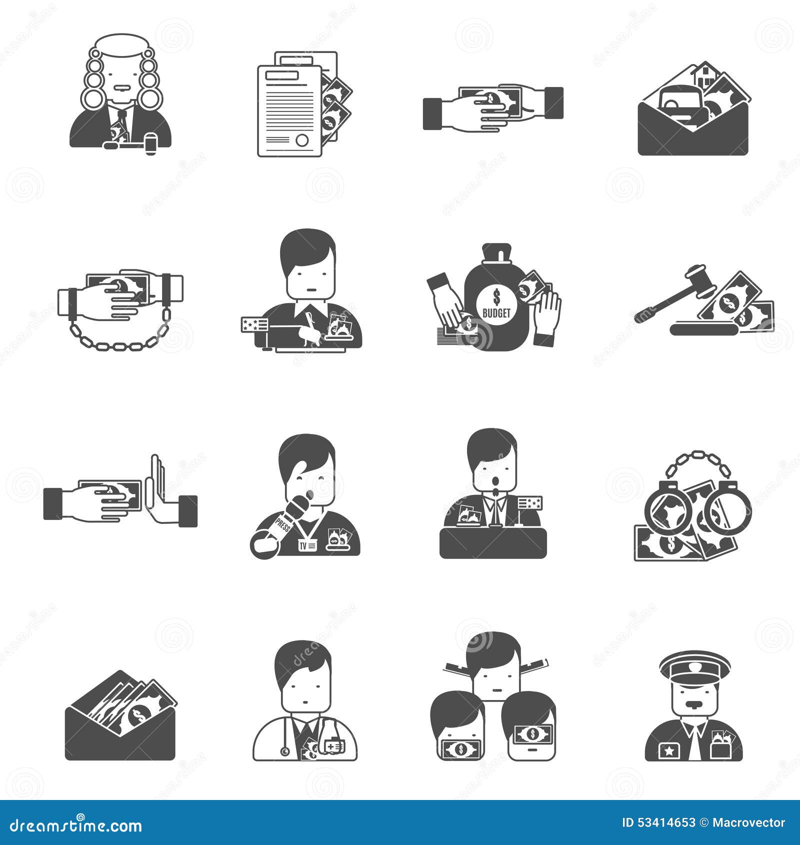 Corruption Black Icons stock vector. Illustration of isolated - 53414653