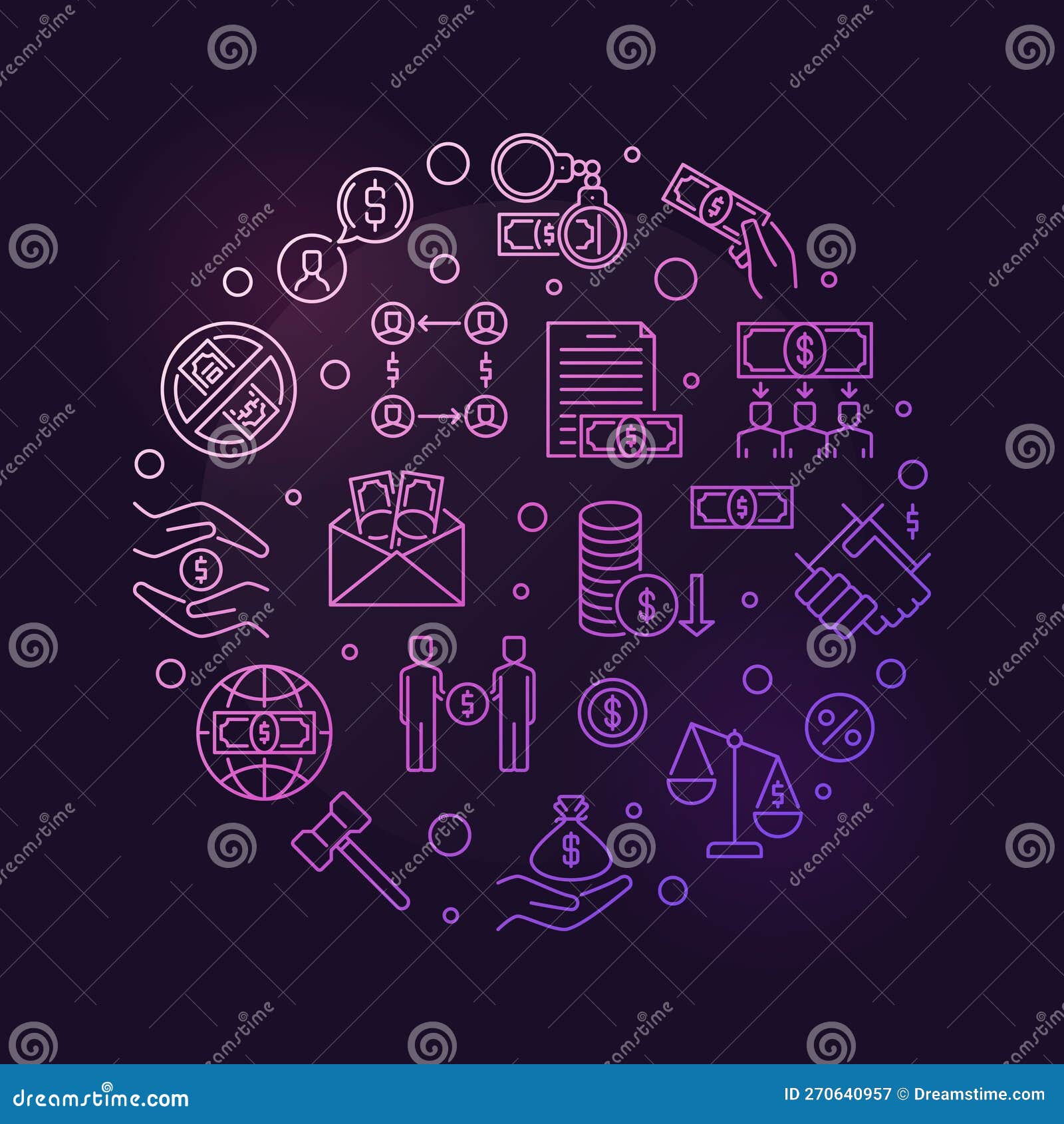 Corruption and Bribery Concept Line Circle Shaped Colorful Banner ...