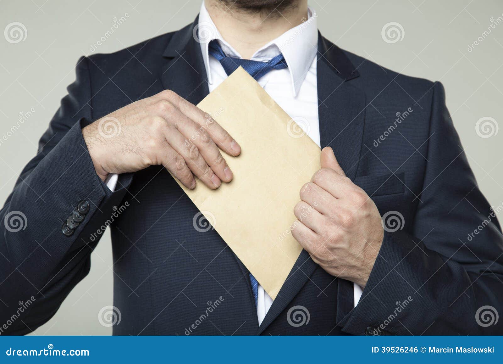 Corruption, Businessman Received an Envelope with a Bribe Stock Photo ...