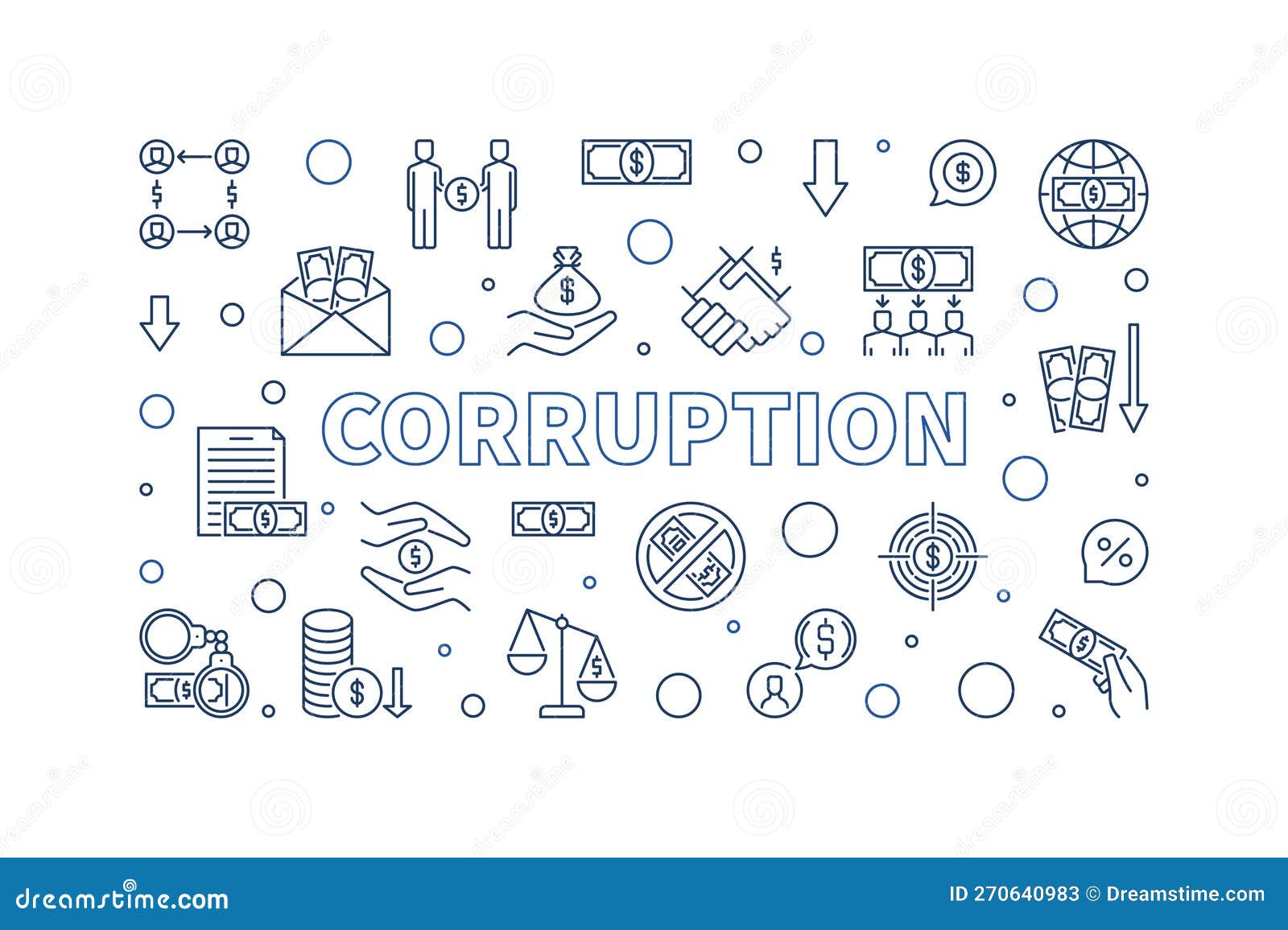 Corruption Concept Outline Horizontal Banner - Vector Linear ...