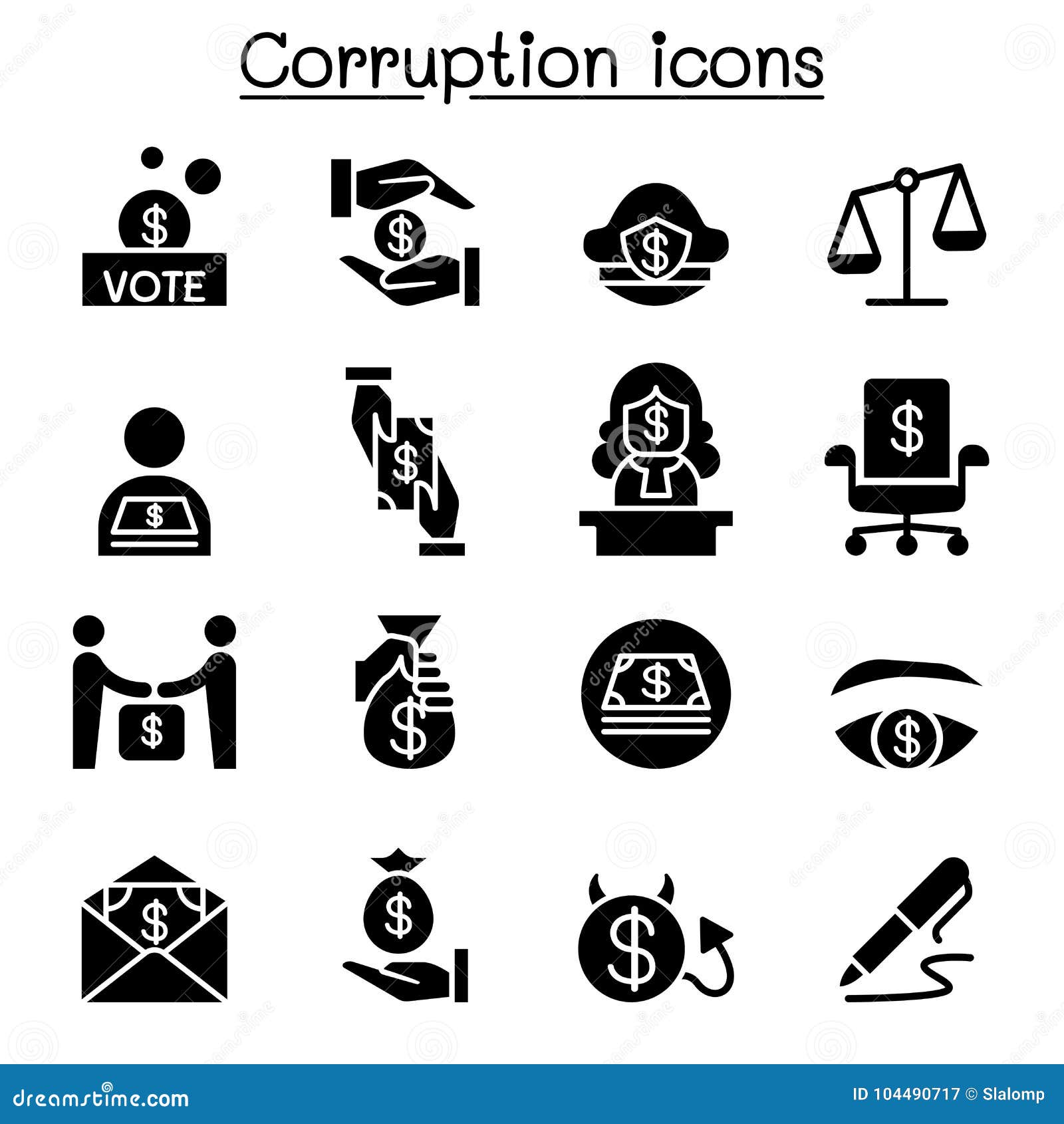 Corruption And Dishonesty Signs Thin Line Seamless Pattern Background ...