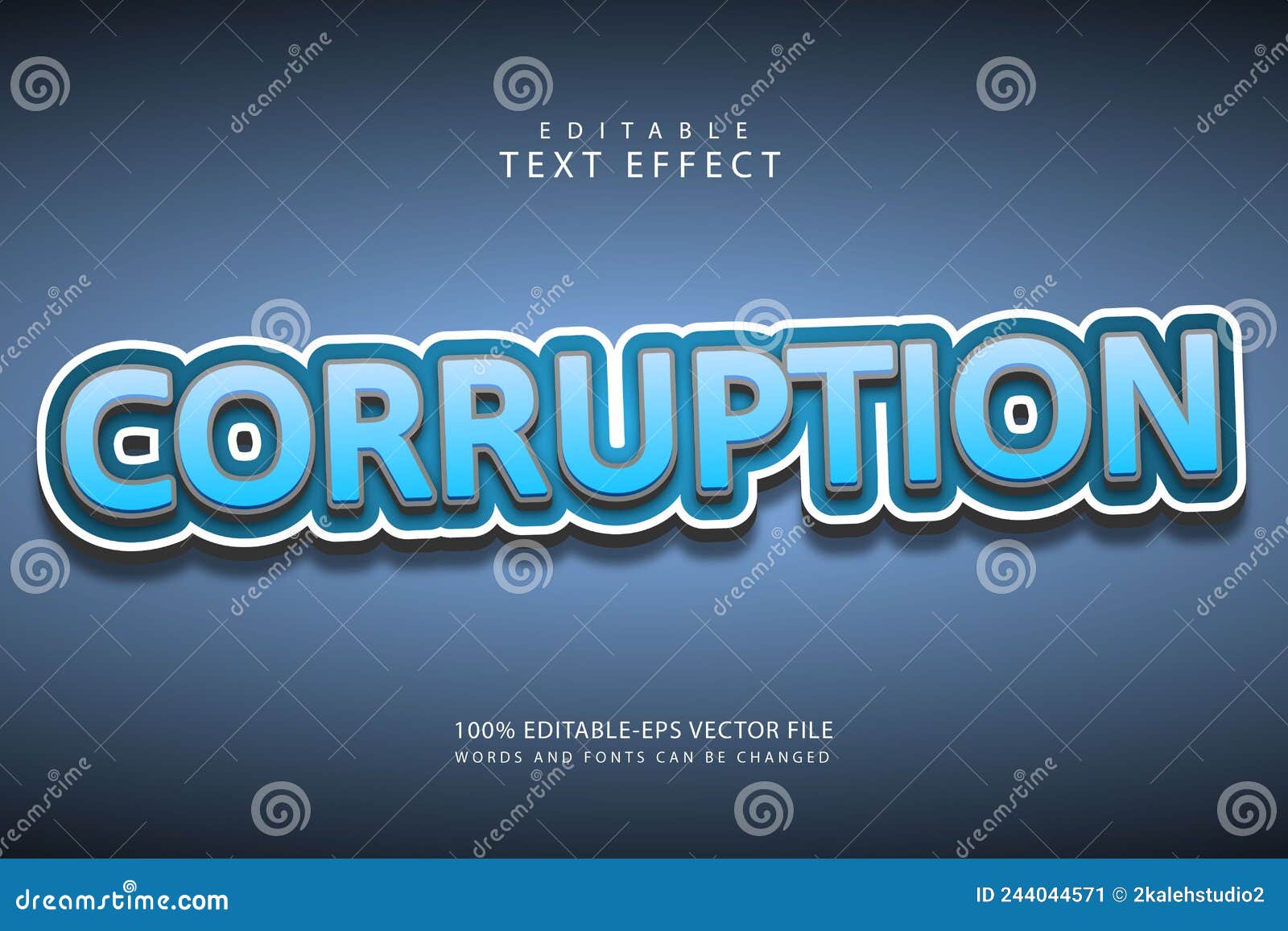 Corruption Editable Text Effect 3 Dimension Emboss Modern Style Stock ...
