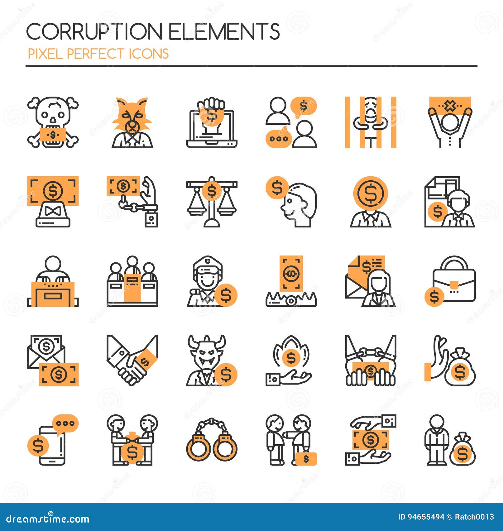 Corruption Elements stock vector. Illustration of icon - 94655494