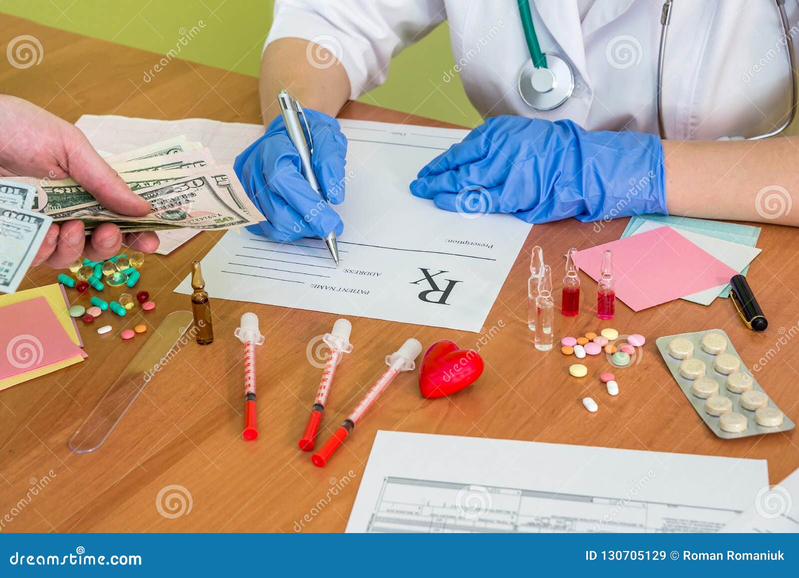 Corruption in Medicine, Patient`s Hands with Bribe . Stock Image ...
