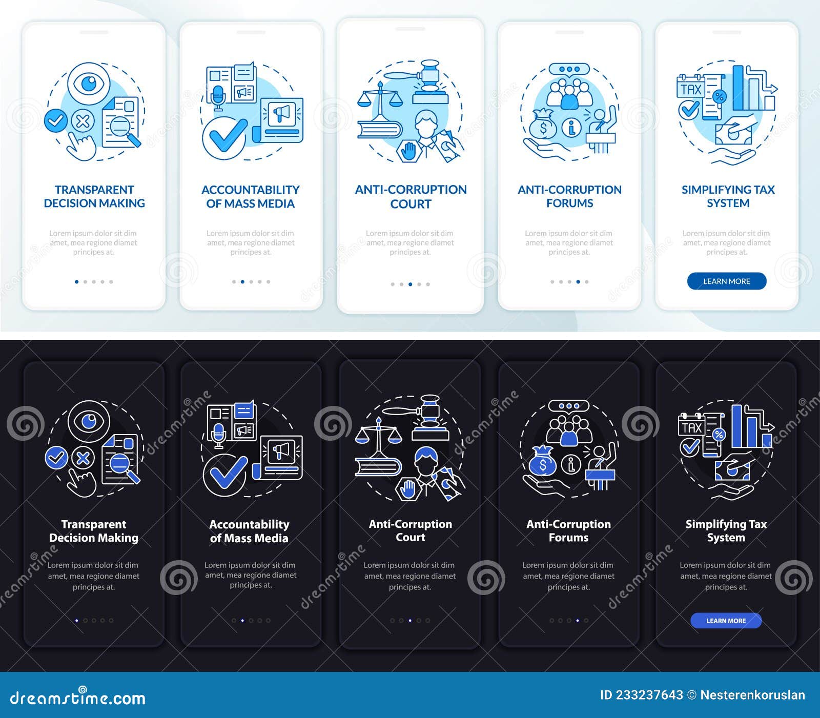 Corruption Onboarding Mobile App Page Scree Stock Vector - Illustration ...