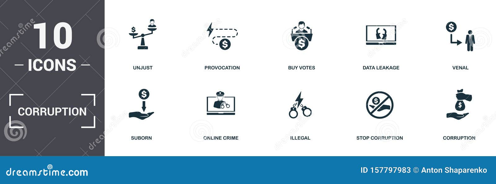 Corruption Set Icons Collection. Includes Simple Elements Such As ...