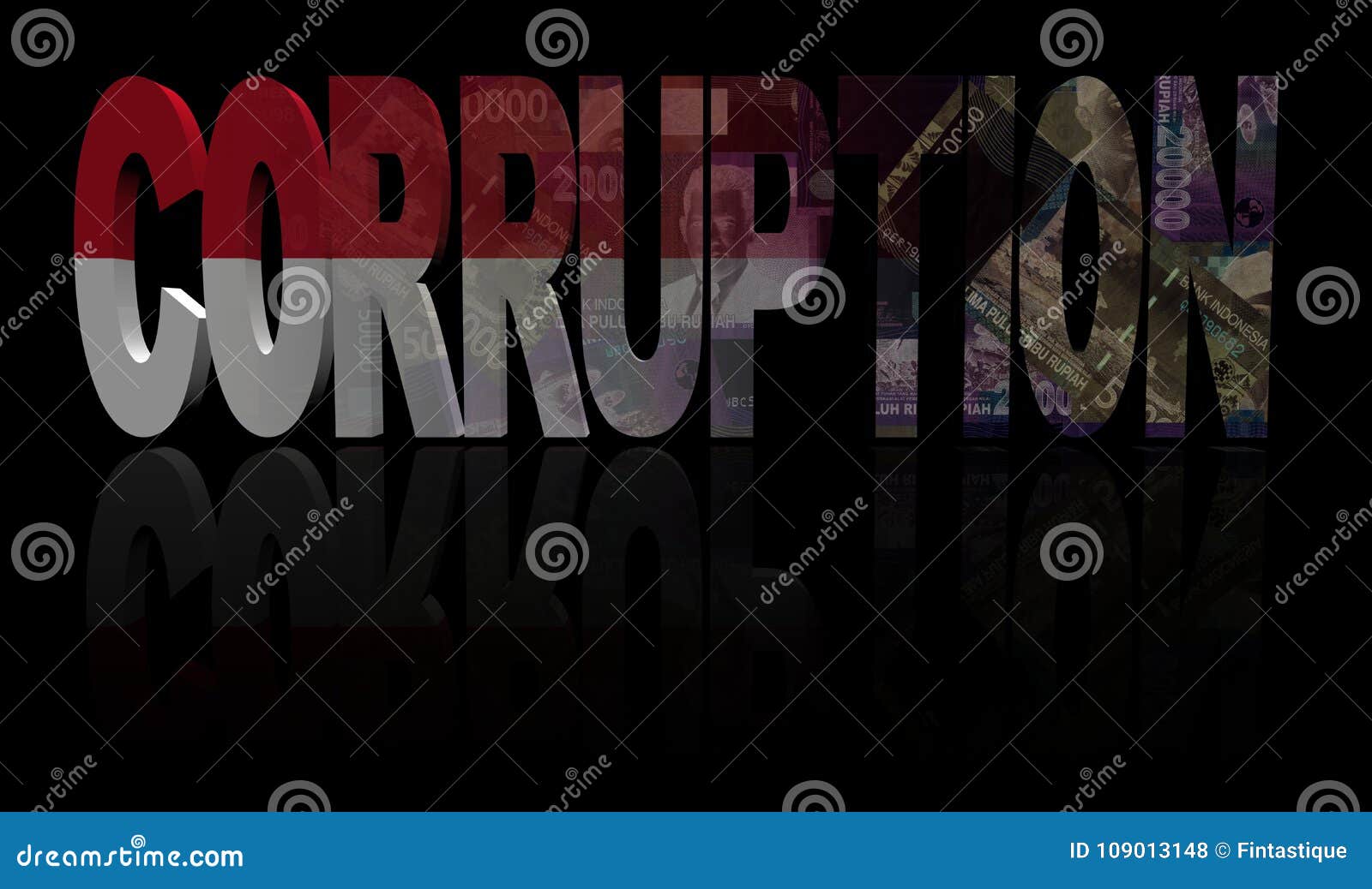 Corruption Text with Indonesia Flag and Currency Illustration Stock ...