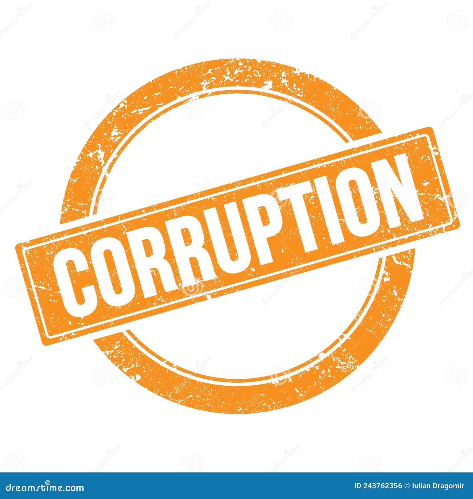 CORRUPTION Text on Orange Grungy Round Stamp Stock Illustration ...