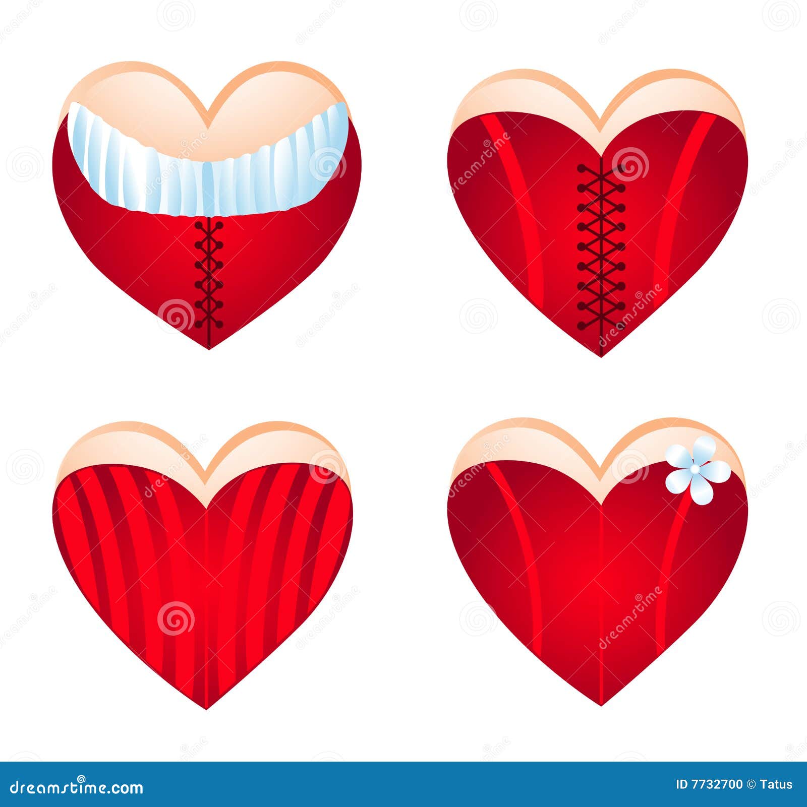 Corseted heart, icon set. stock vector. Illustration of flower - 7732700
