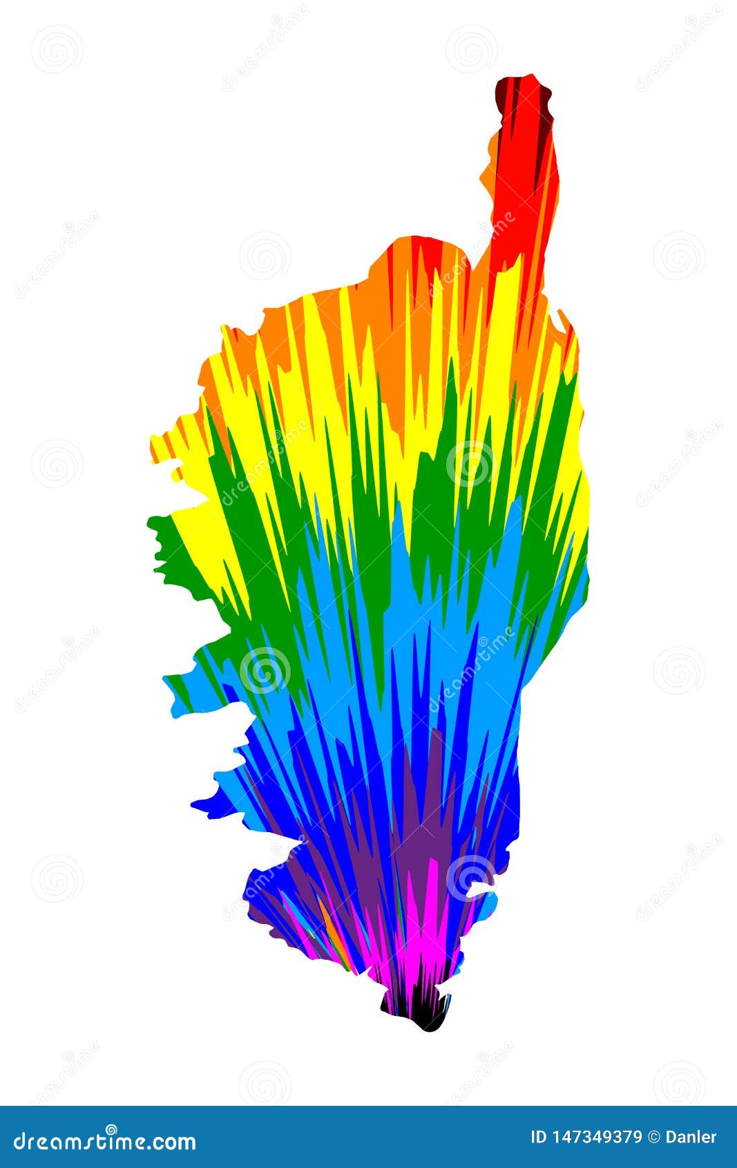 Corsica Map Is Designed Rainbow Abstract Colorful Pattern Stock