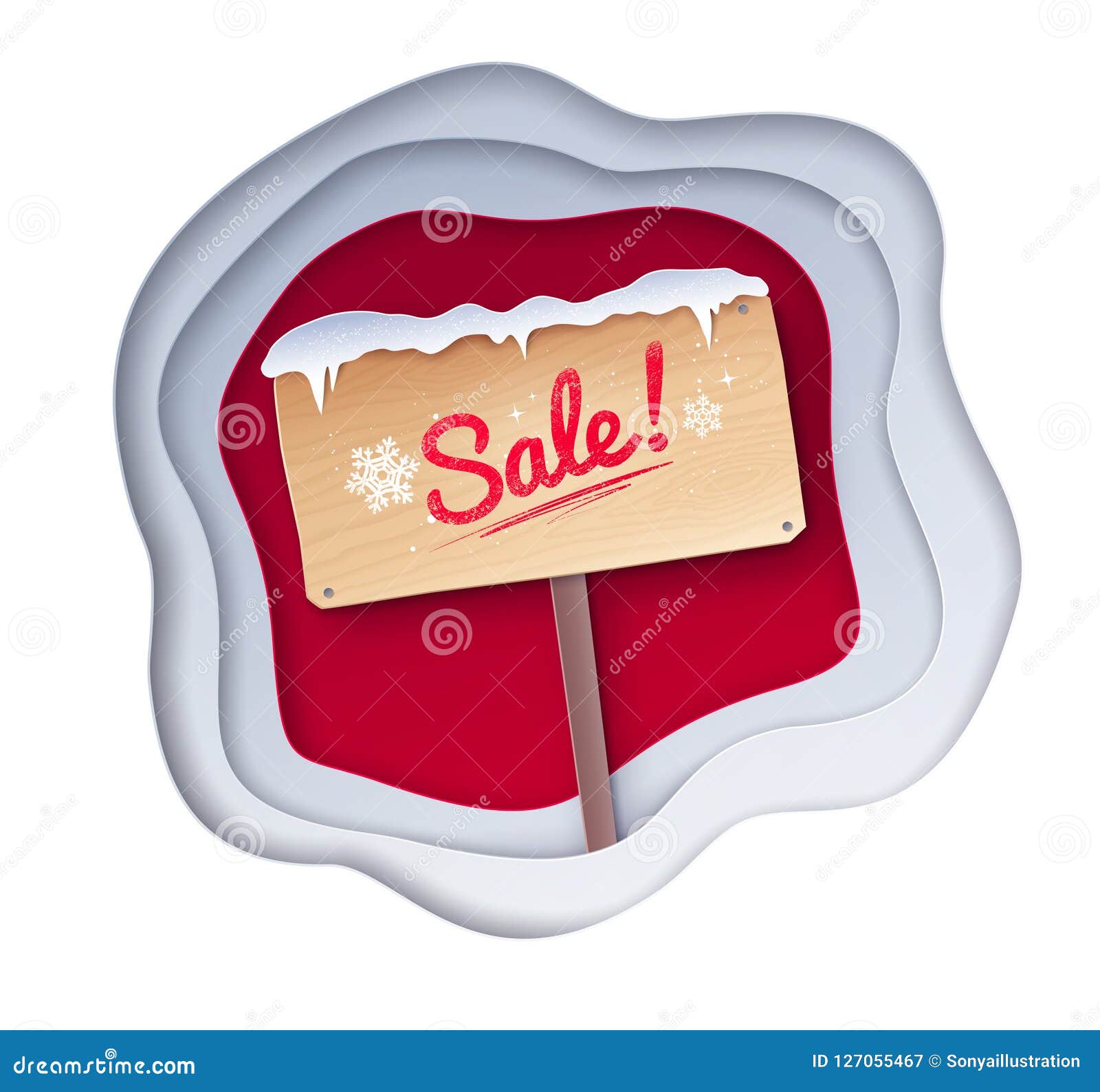 Corte El Ejemplo De Papel Del Letrero De La Venta Ilustración del ...