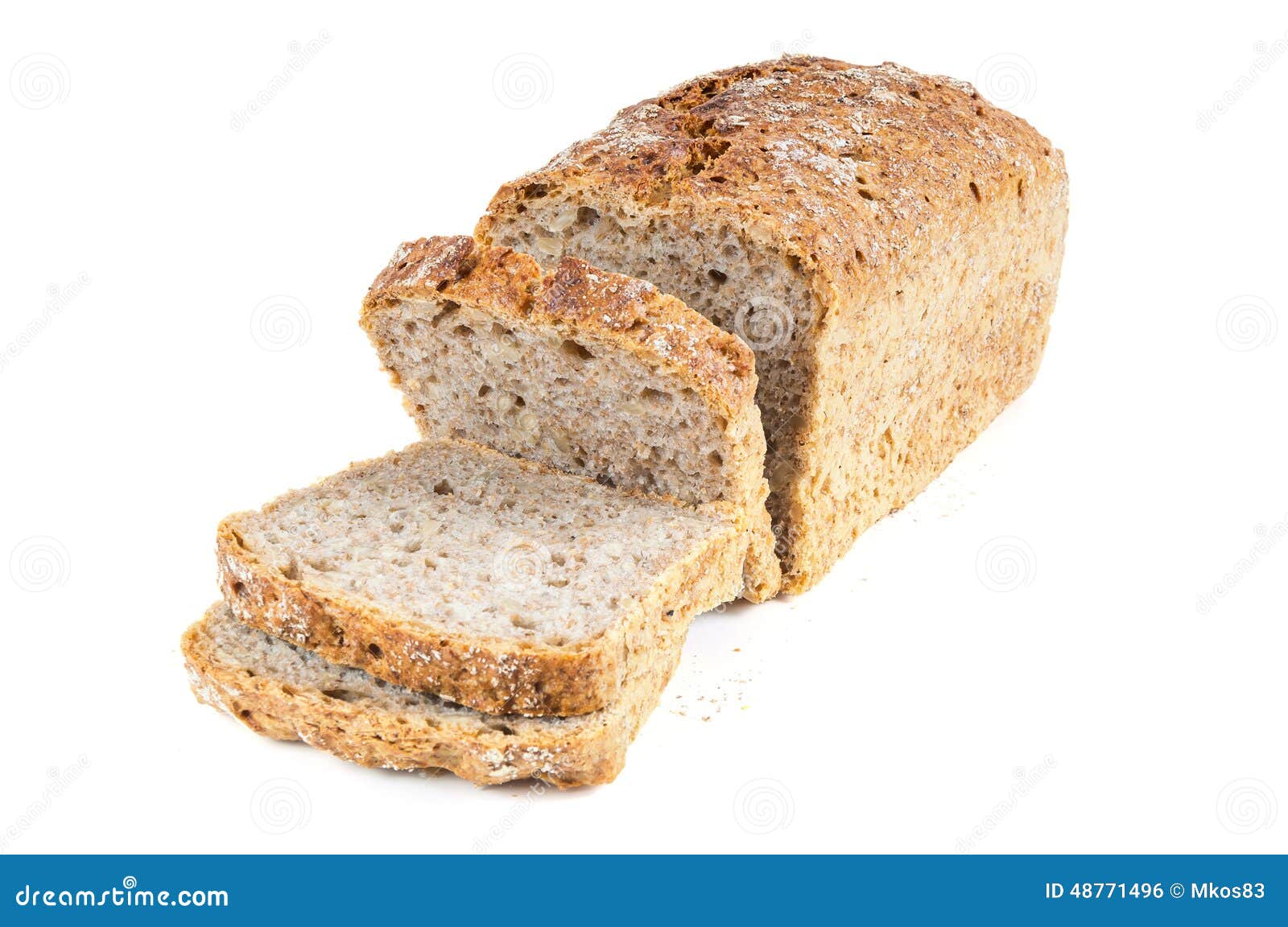 Corte El Pan Integral En El Fondo Blanco Foto de archivo - Imagen de ...