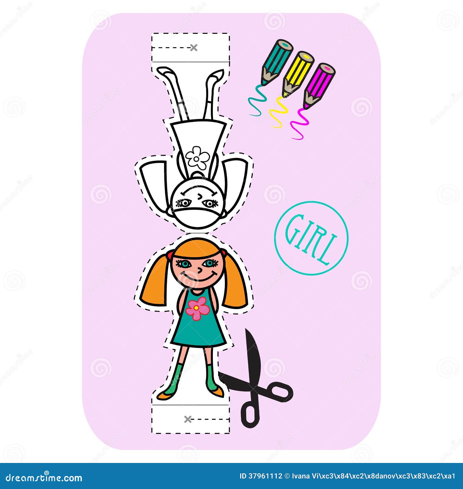 Corte Para Los Niños Con La Muchacha. Ilustración del Vector ...