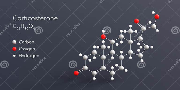 Corticosterone Molecule 3d Rendering, Flat Molecular Structure with ...