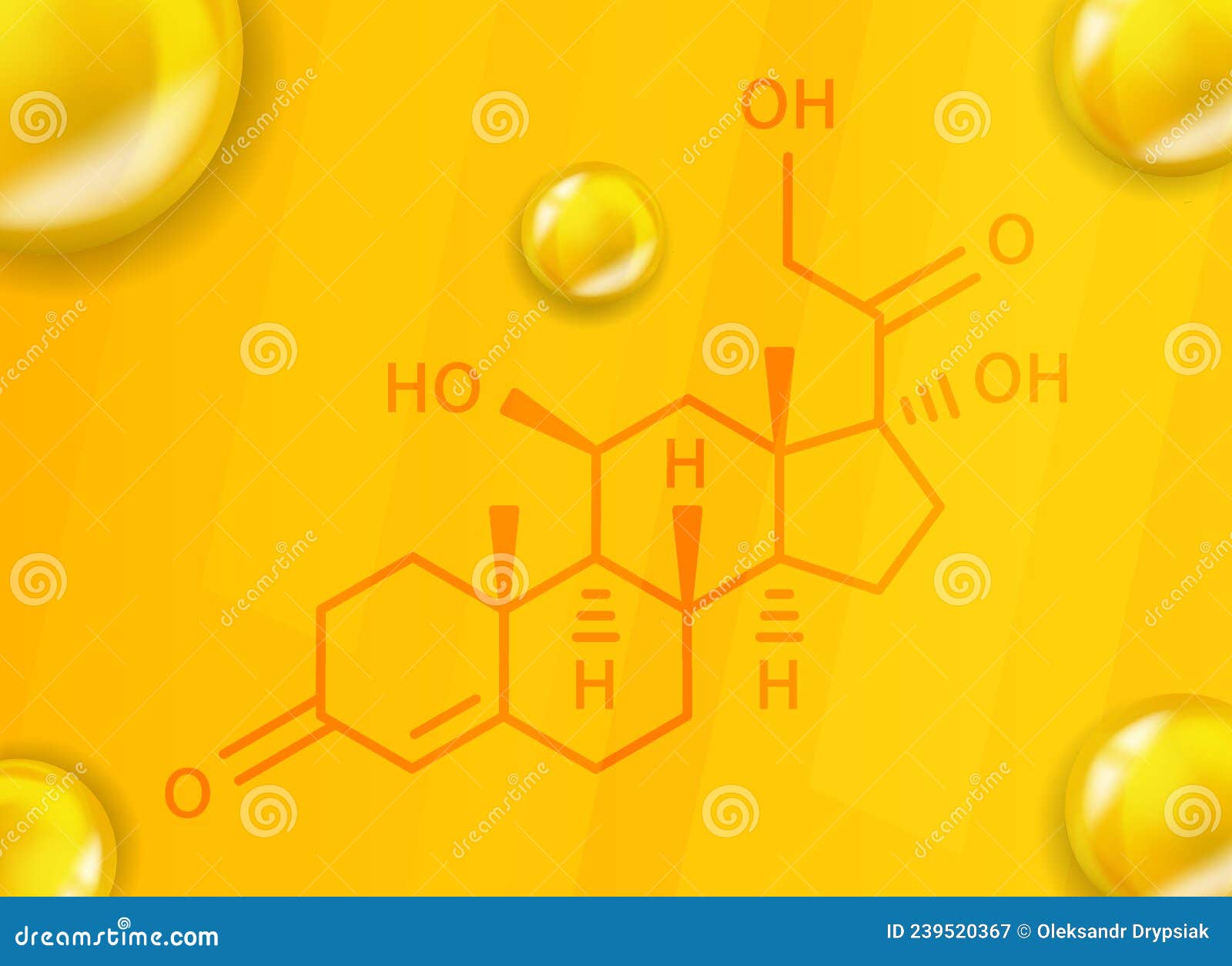 Cortisol. Chemical Structural Formula And Model Of Hormone Molecule ...