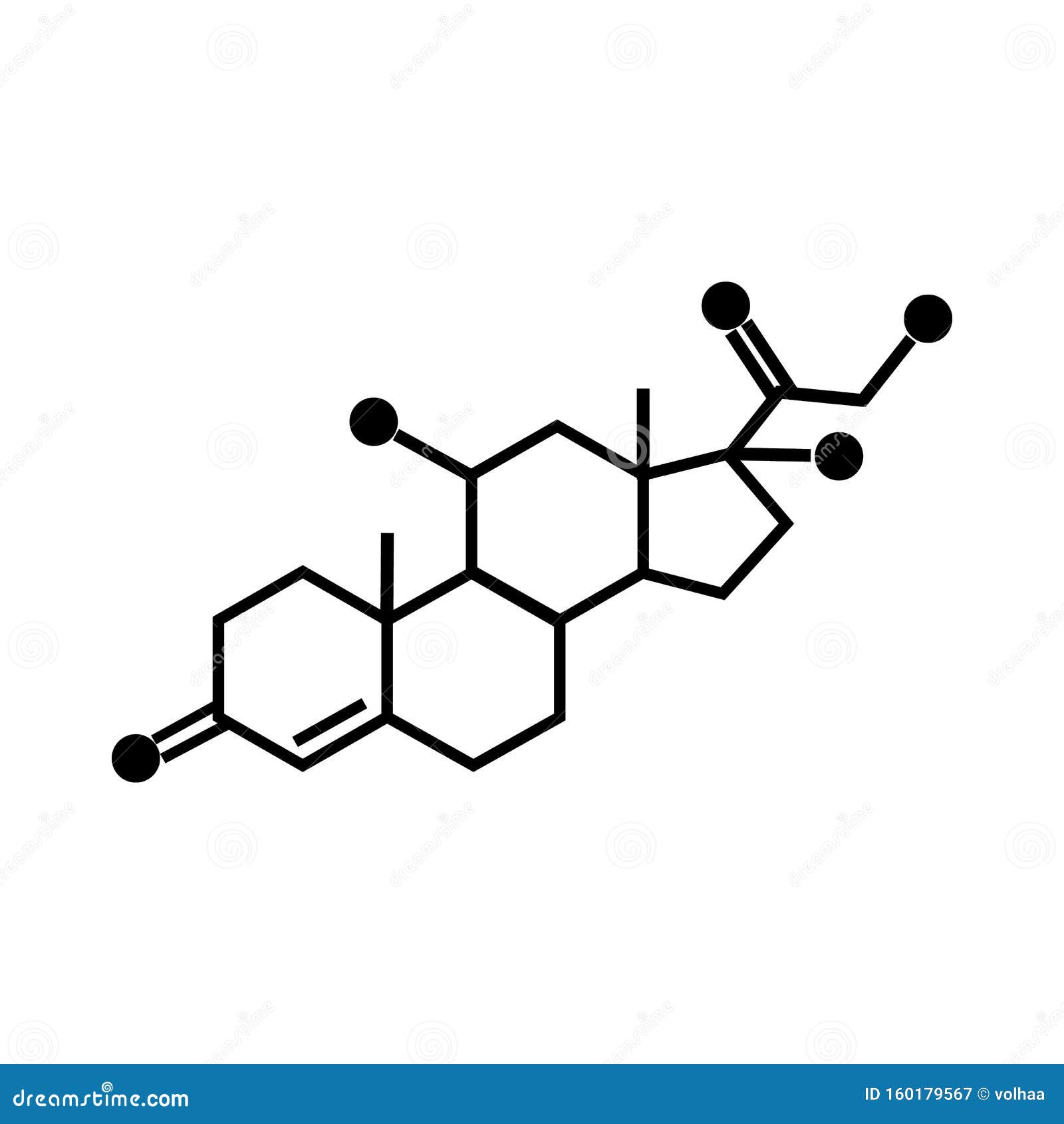 Cortisol. Chemical Structural Formula And Model Of Hormone Molecule ...