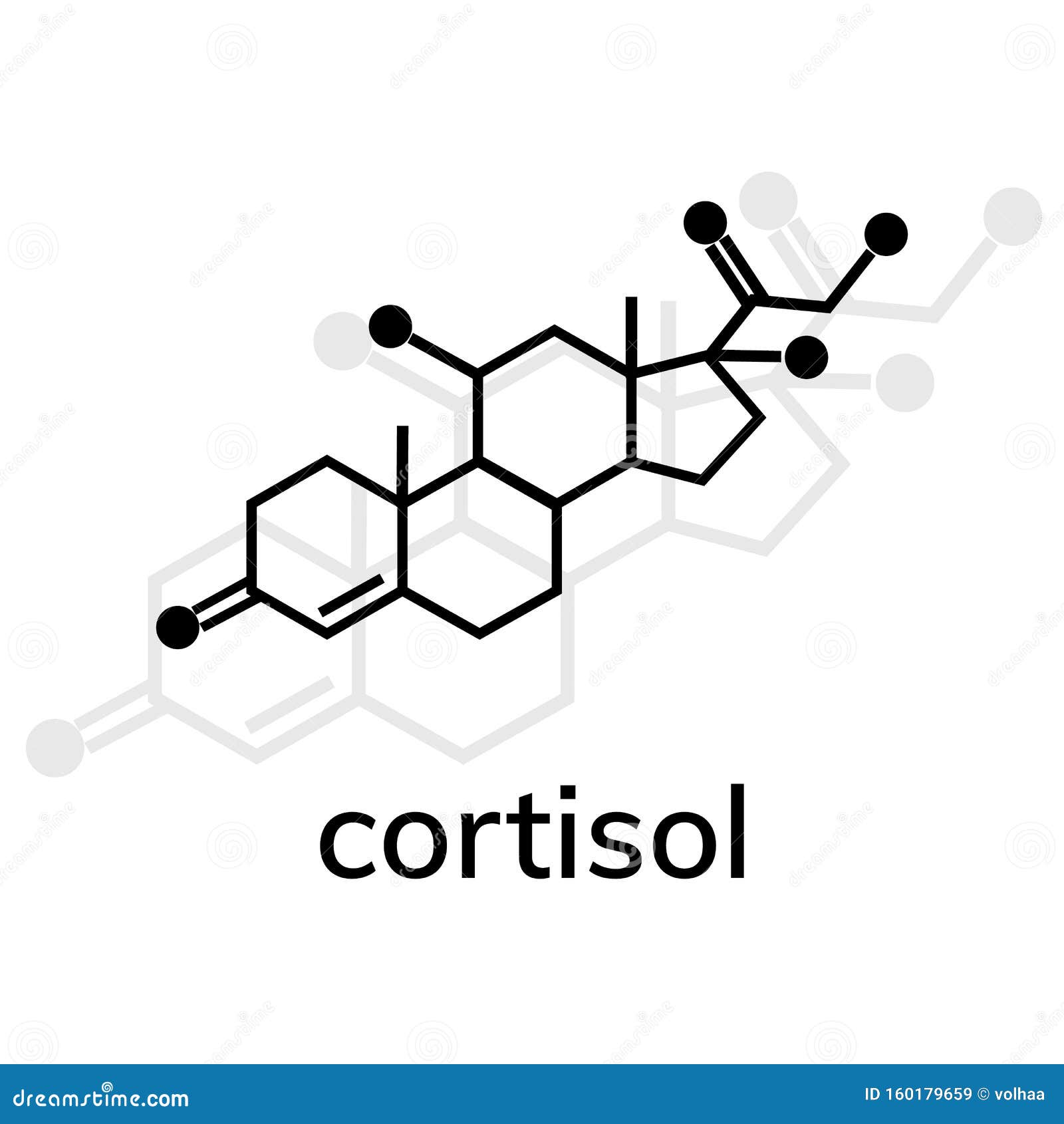 Cortisol. Chemical Structural Formula And Model Of Hormone Molecule ...