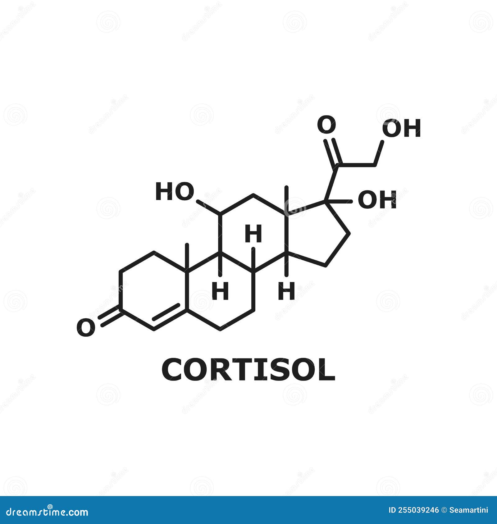 Cortisol Chemical Molecule Adrenal Hormone Formula Stock Illustration