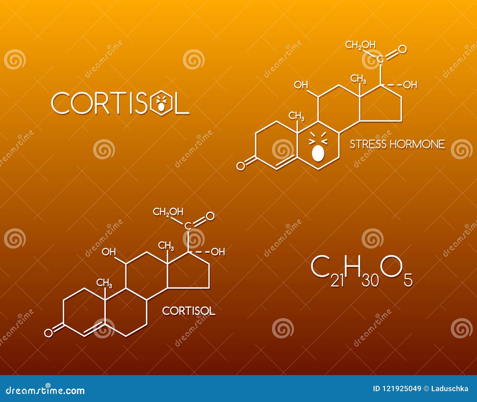 Cortisol Illustration Set, Stress Hormone Formula Cartoon Vector ...