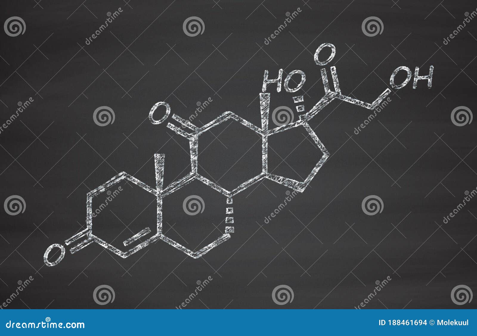 Cortisone Molecule, Structural Chemical Formula, Ball-and-stick Model ...