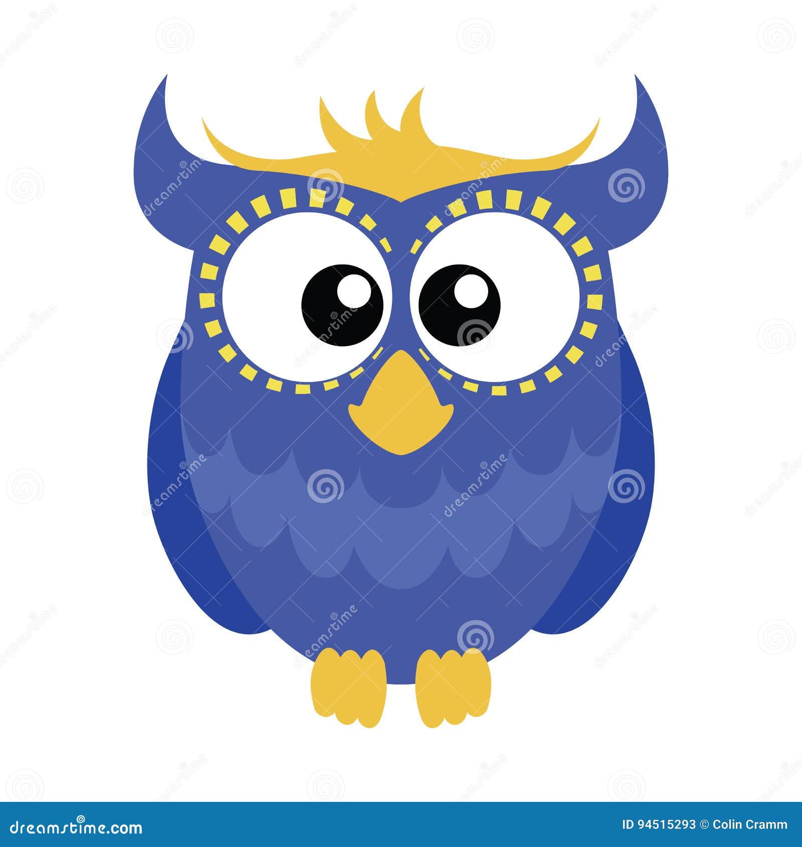 Coruja Azul Dos Desenhos Animados Ilustração Stock - Ilustração de ...