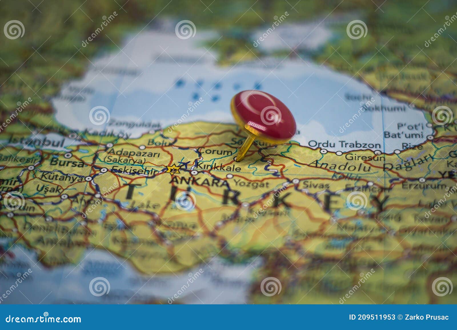 Corum Pinned on a Map with the Flag of Turkey Stock Image - Image of ...