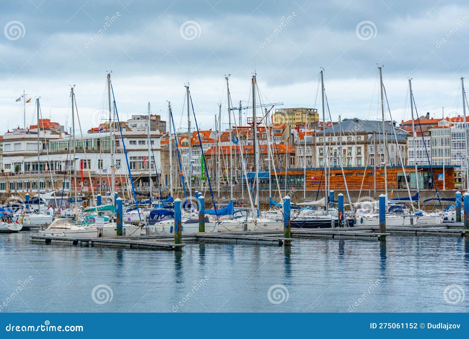 A Coruna, Spain, June 11, 2022: View of the Port of a Coruna, Sp ...