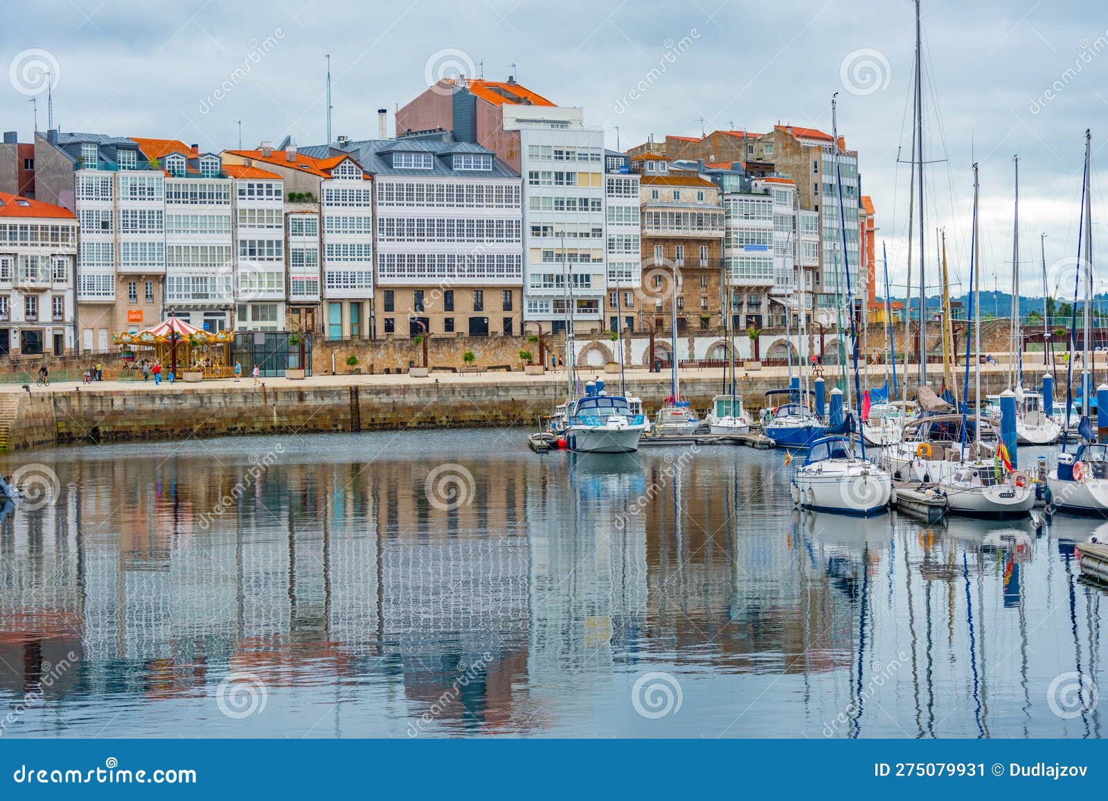 A Coruna, Spain, June 11, 2022: View of the Port of a Coruna, Sp ...