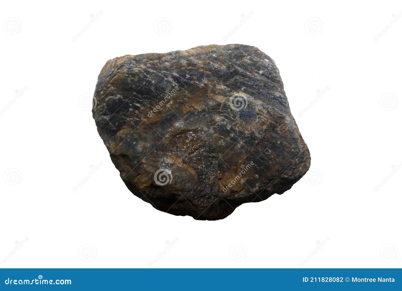 Raw of Blue Mineral Corundum Isolated on White Background. Stock Photo ...