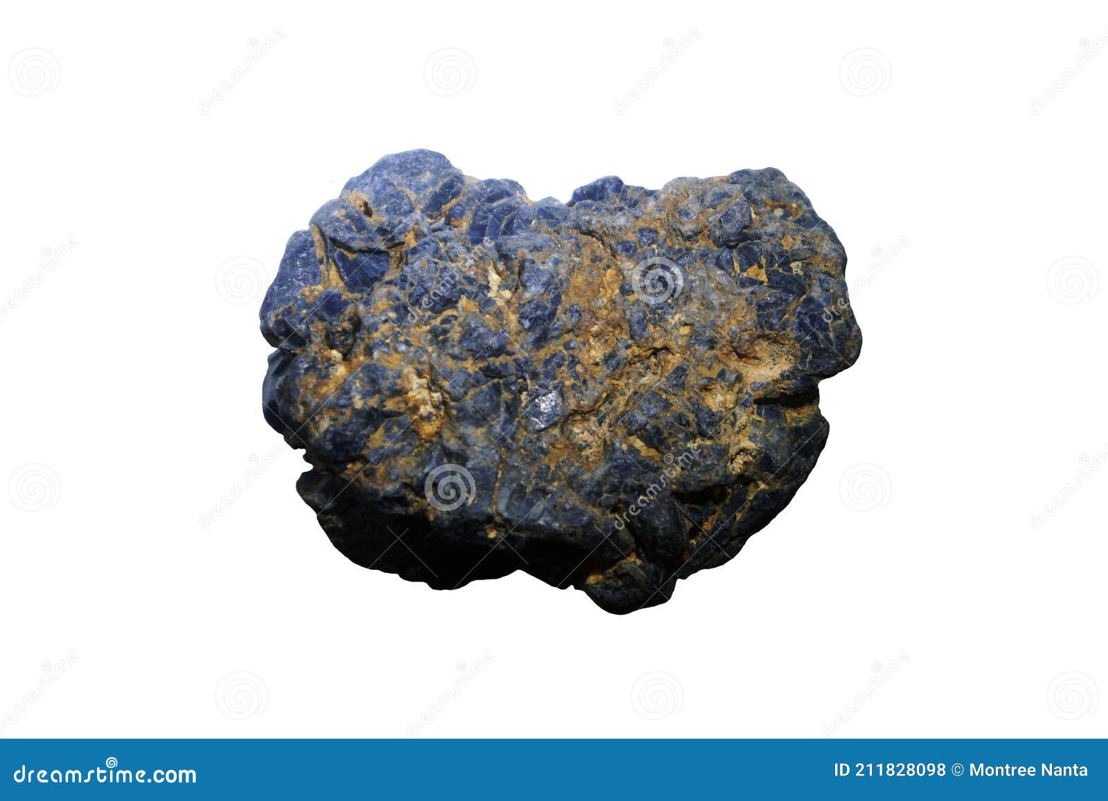 Raw of Blue Mineral Corundum Isolated on White Background. Stock Photo ...