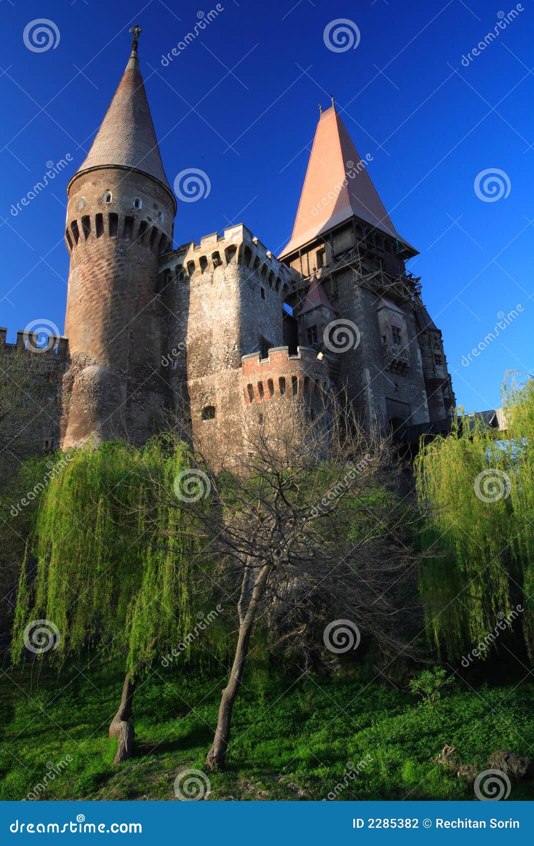 Corvinesti Castle stock photo. Image of rock, bridge, grass - 2285382