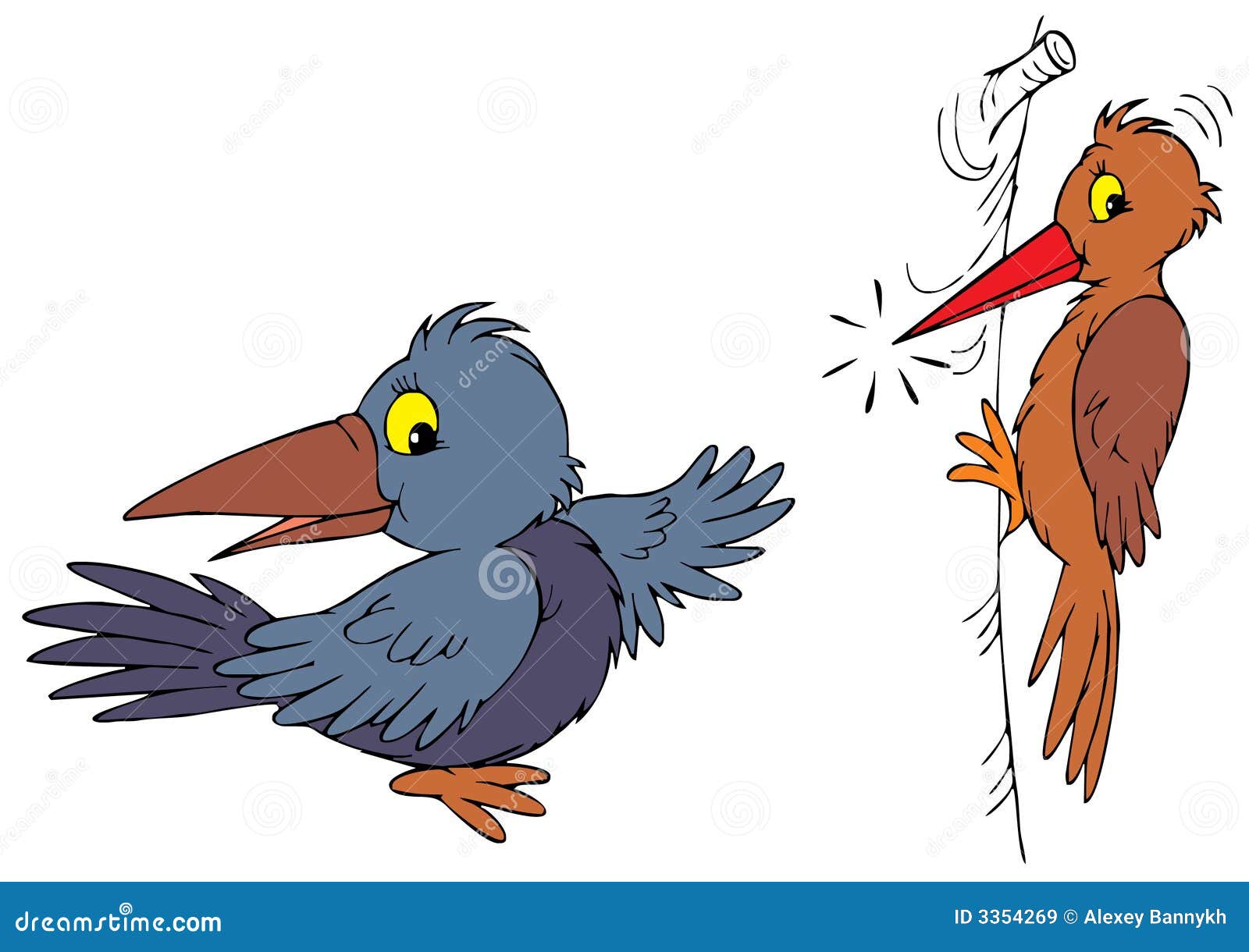 Corvo e picchio illustrazione vettoriale. Illustrazione di fumetto ...