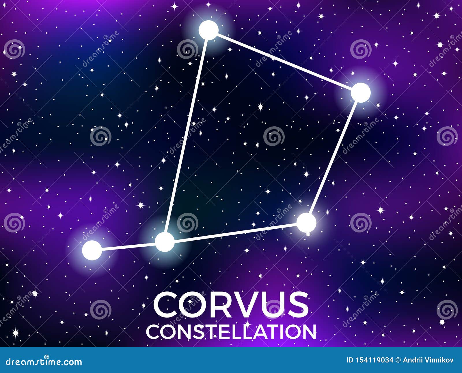 The Constellation Corvus Star In The Night Sky. Vector Illustration ...
