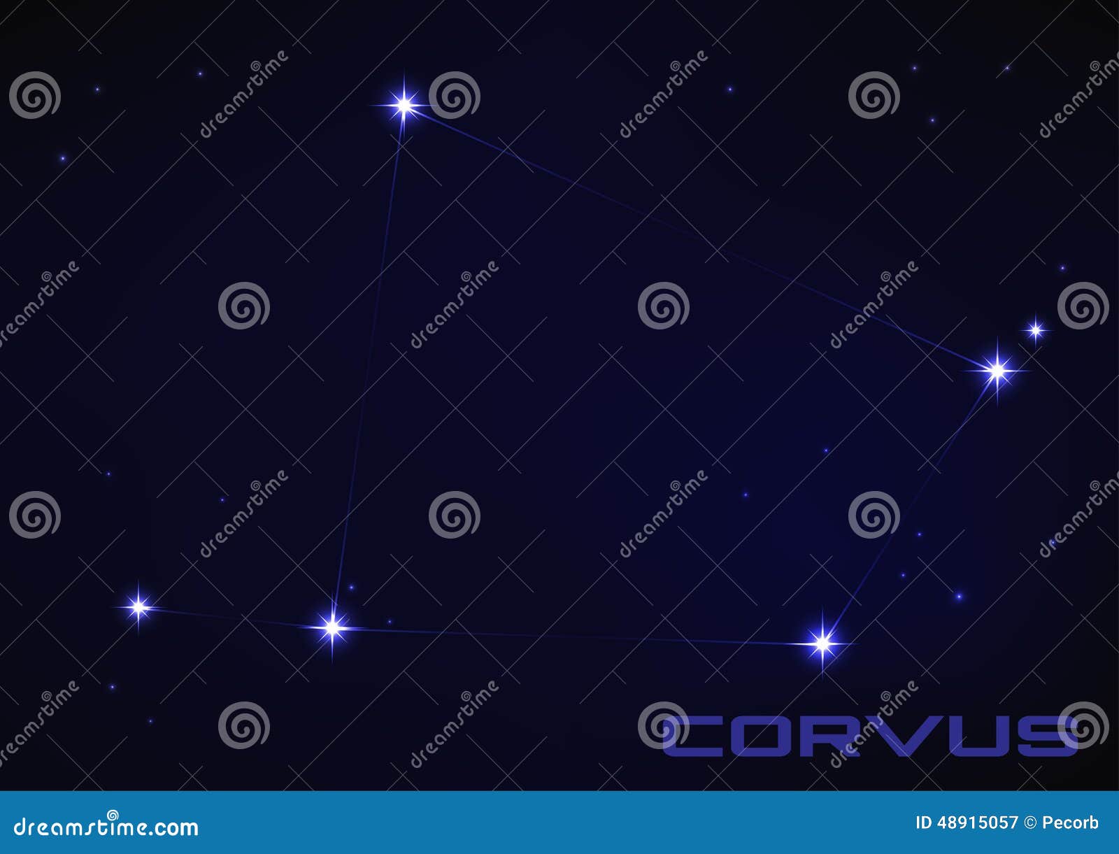 Constellation Of Corvus. Black Raven Sitting On A Banner With A Sign ...