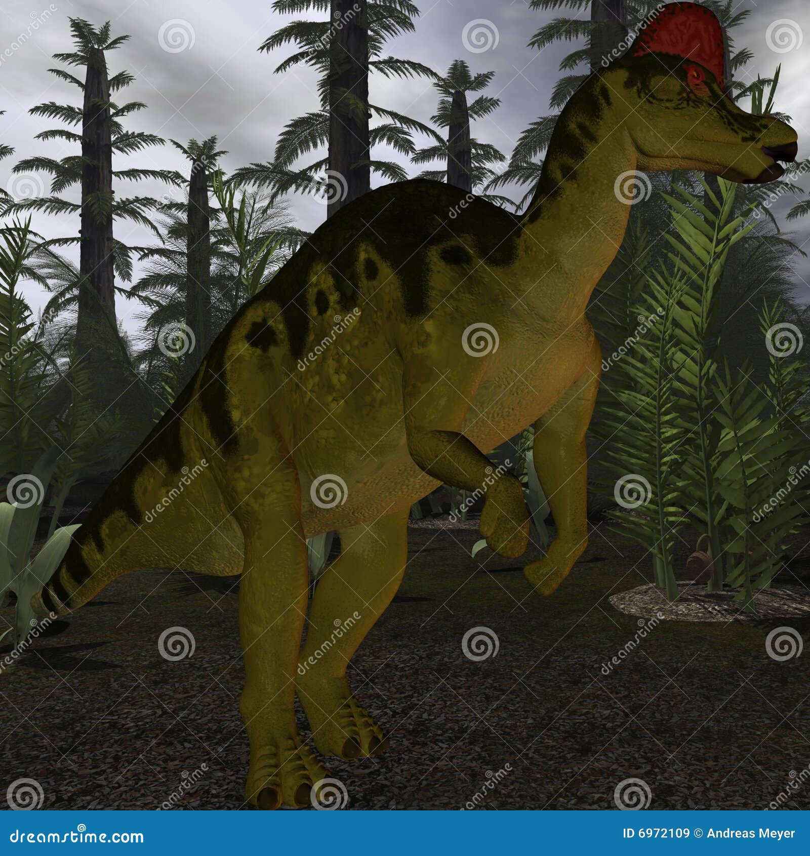 Corythosaurus-3D Dinosaur stock illustration. Illustration of caudal ...