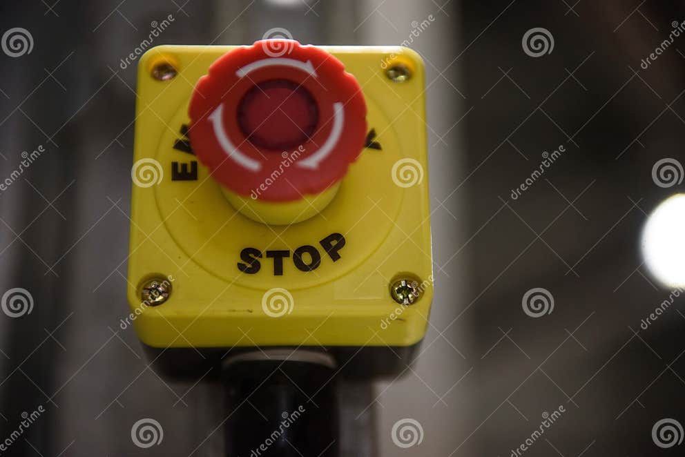 Cose Up of Red Emergency Stop Button Stock Photo - Image of plastic ...