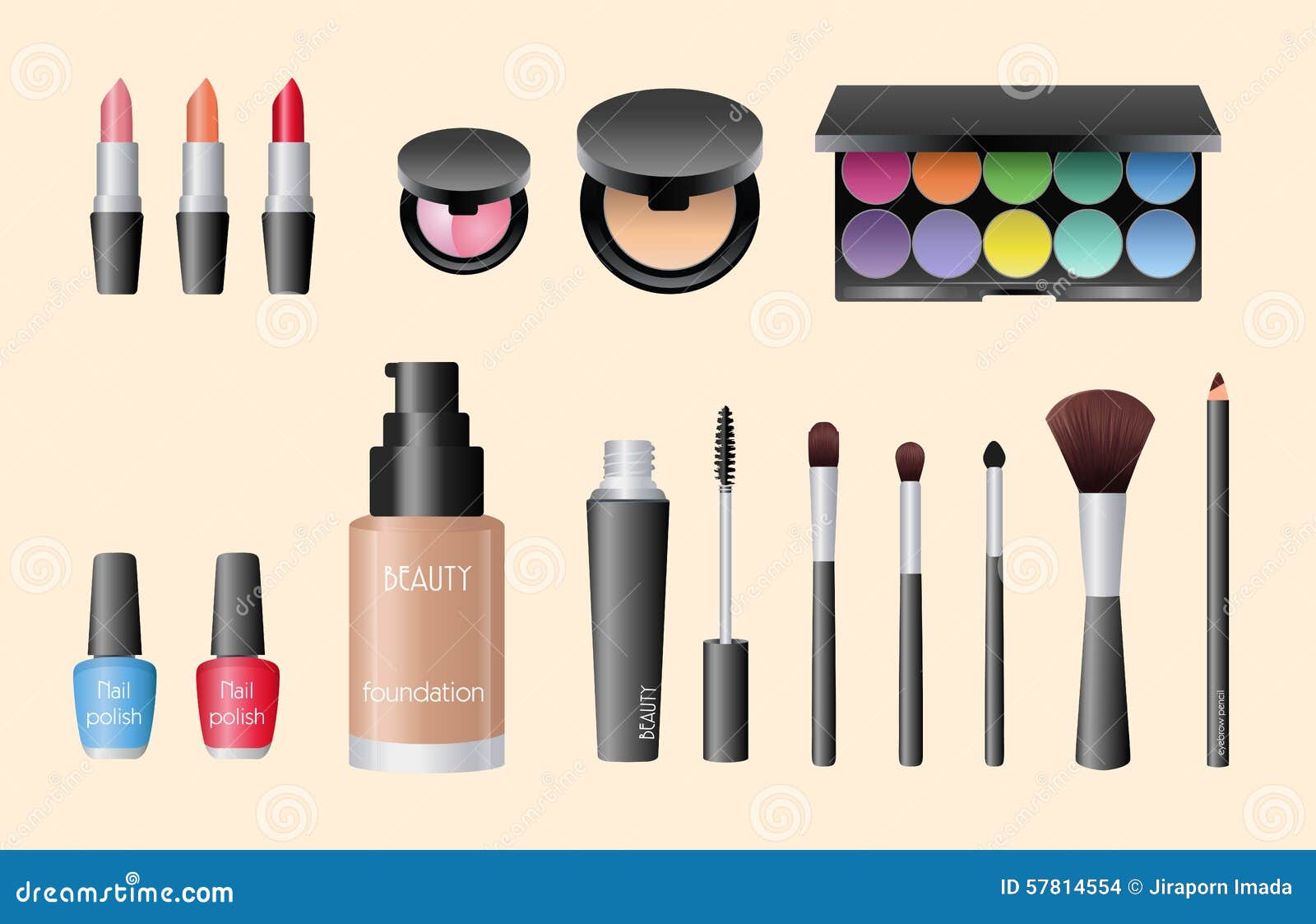 Cosmatic vector set stock illustration. Illustration of rouge - 57814554