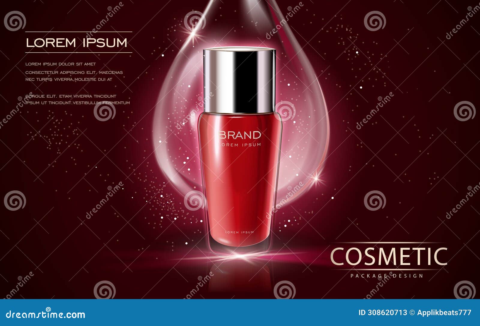 Cosmetic ads template stock vector. Illustration of scarlet - 308620713