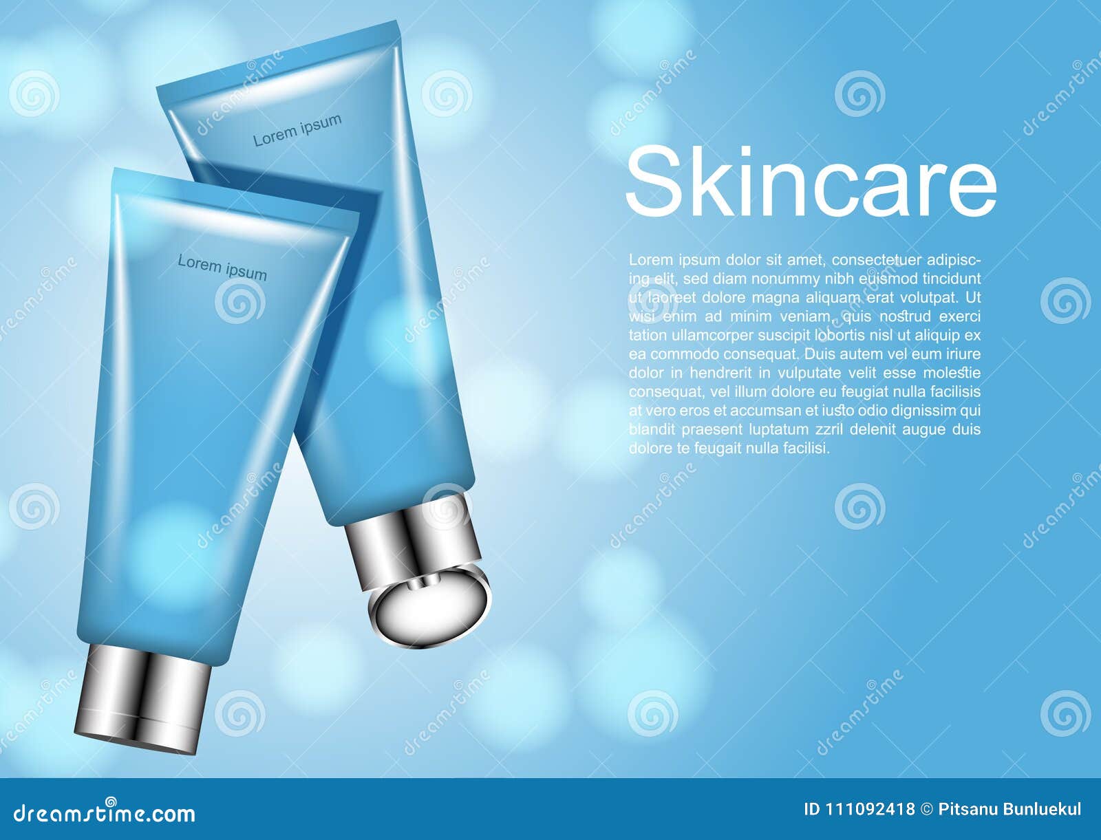 Cosmetic Ads Template, Moisturizer Products with Blue Bubble Light ...